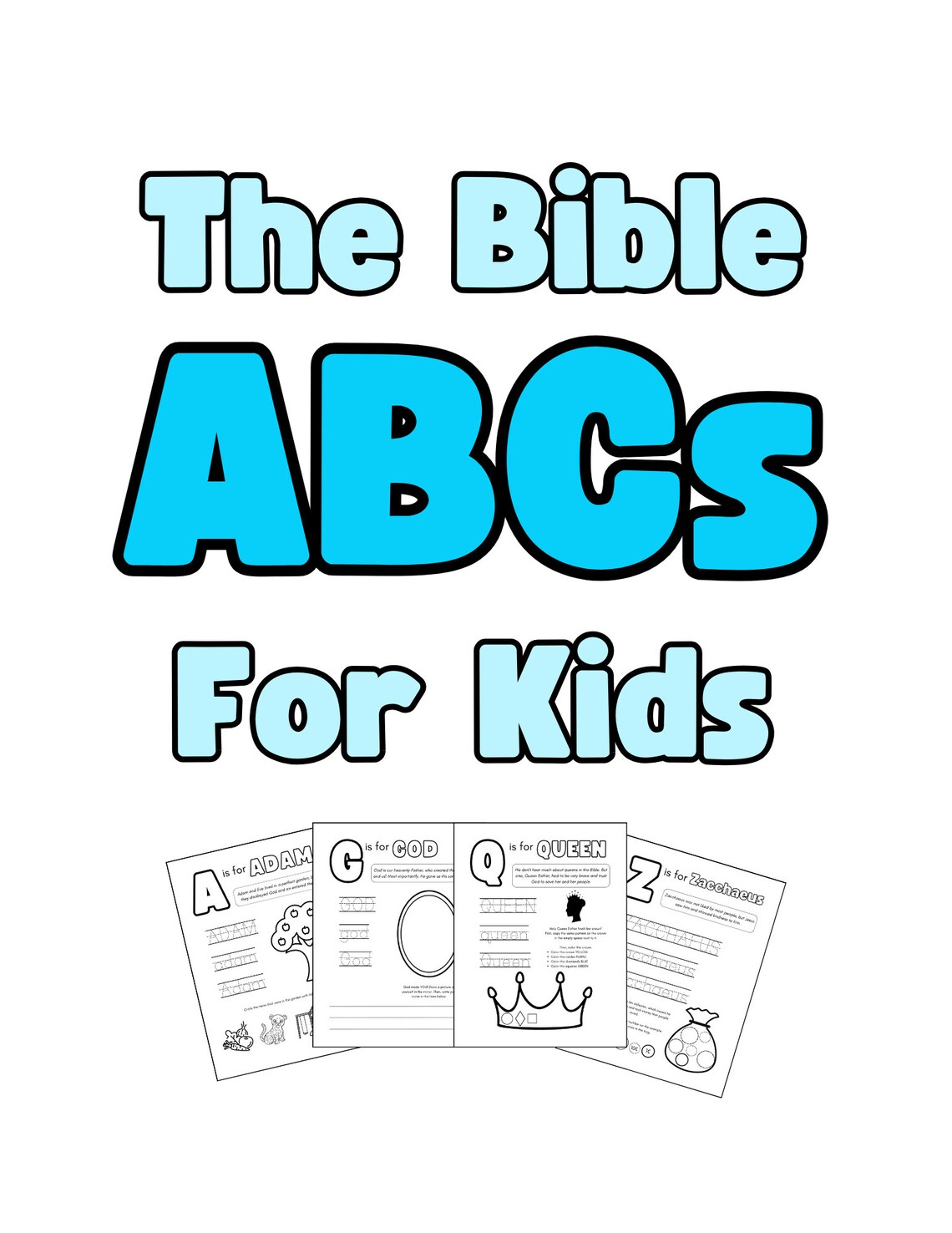Bible Alphabet Book for Kids Worksheets, Bible Activities, Coloring ...