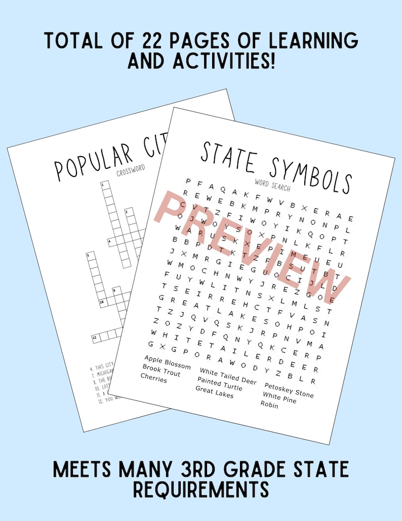 Michigan State Study Activity Book | 3rd Grade Geography Unit | State ...