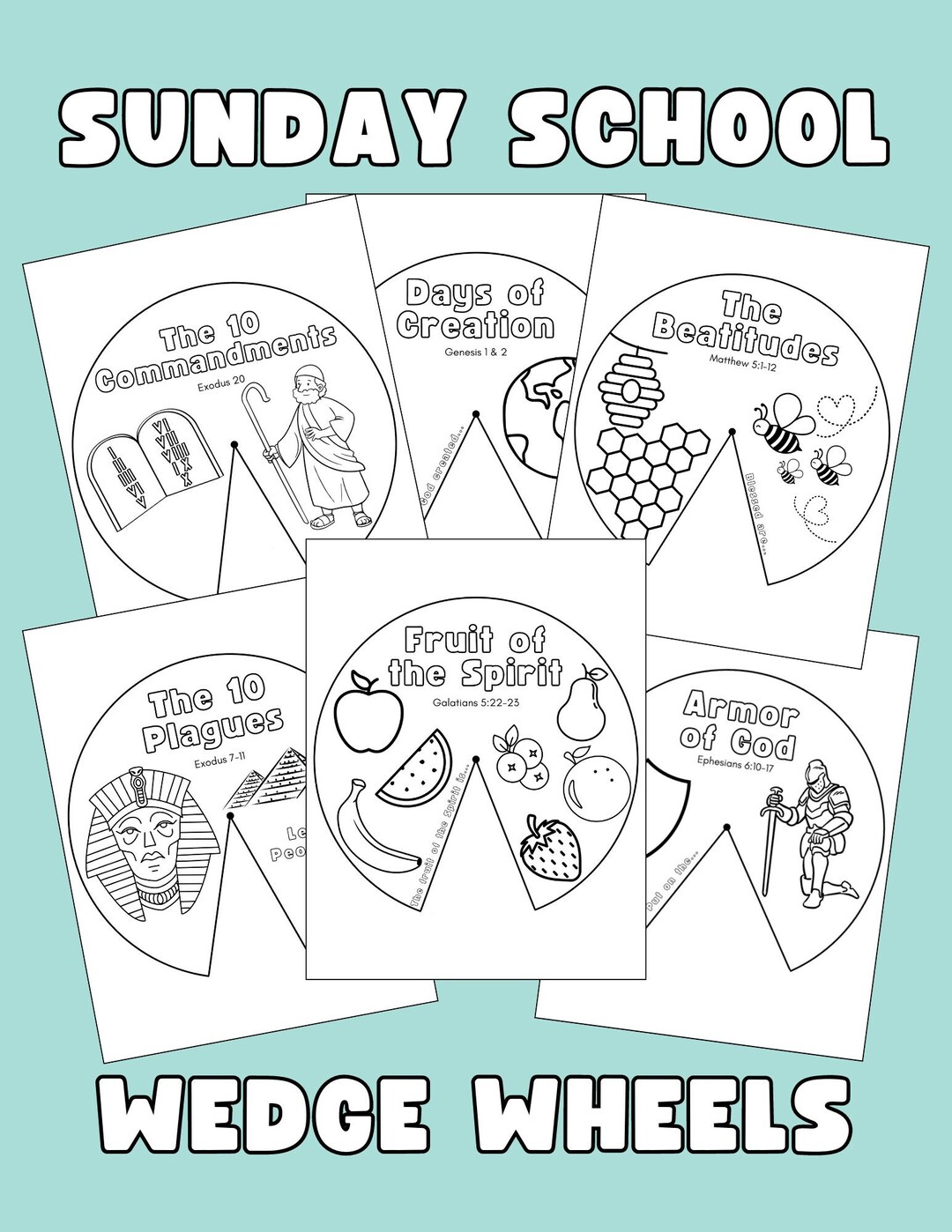 Sunday School Wedge Wheel, Kids Bible Lessons, 10 Commandments, Plagues ...
