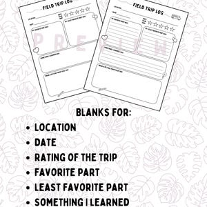 Field Trip Log, Field Trip Review, Summary, Homeschool Field Trip ...
