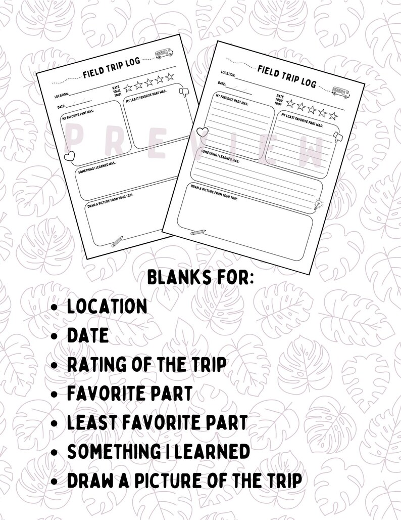 Field Trip Log, Field Trip Review, Summary, Homeschool Field Trip ...