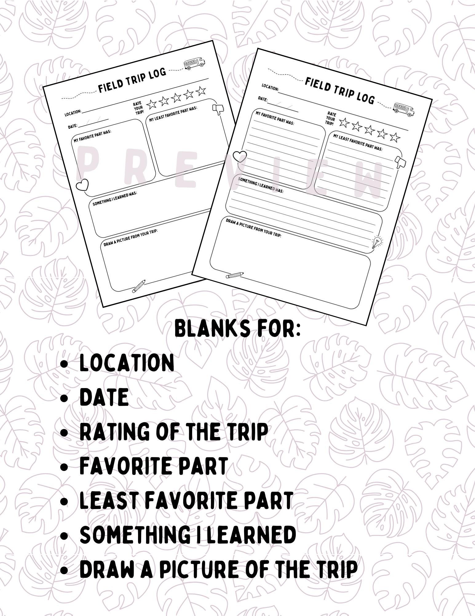 Field Trip Log, Field Trip Review, Summary, Homeschool Field Trip ...