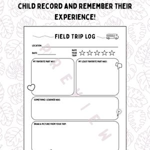 Field Trip Log, Field Trip Review, Summary, Homeschool Field Trip ...