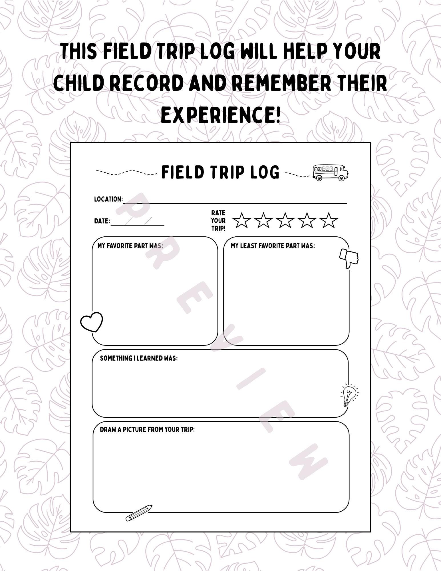 Field Trip Log, Field Trip Review, Summary, Homeschool Field Trip ...