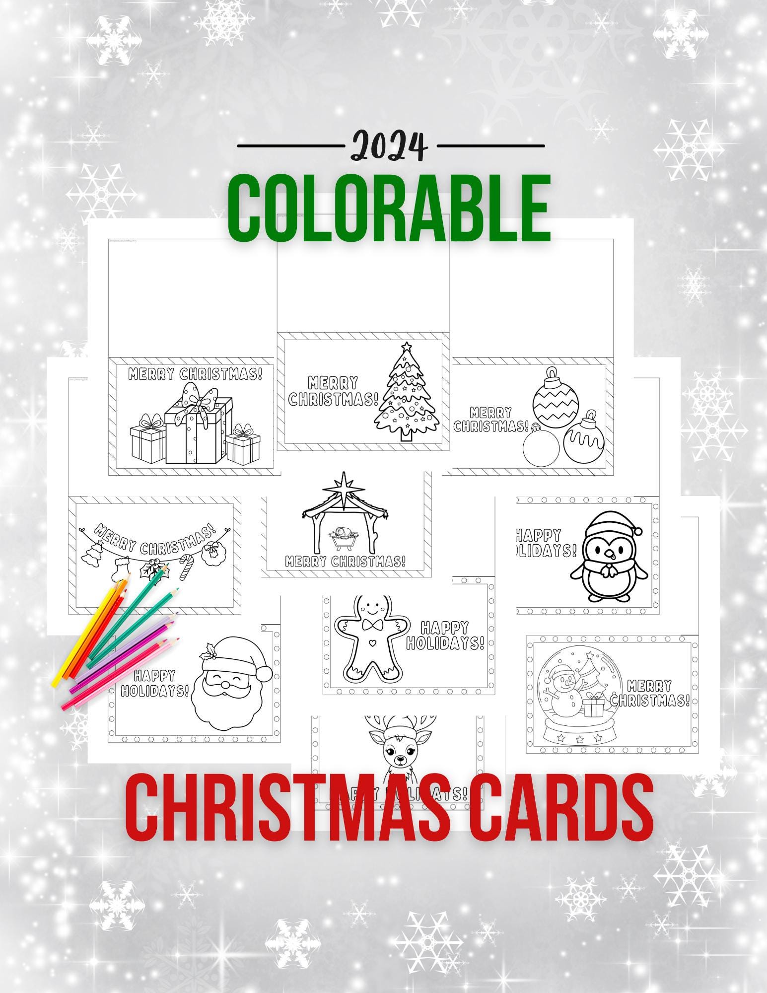 Christmas Cards for Kids Coloring 23 Printable Cards to Color Christmas ...