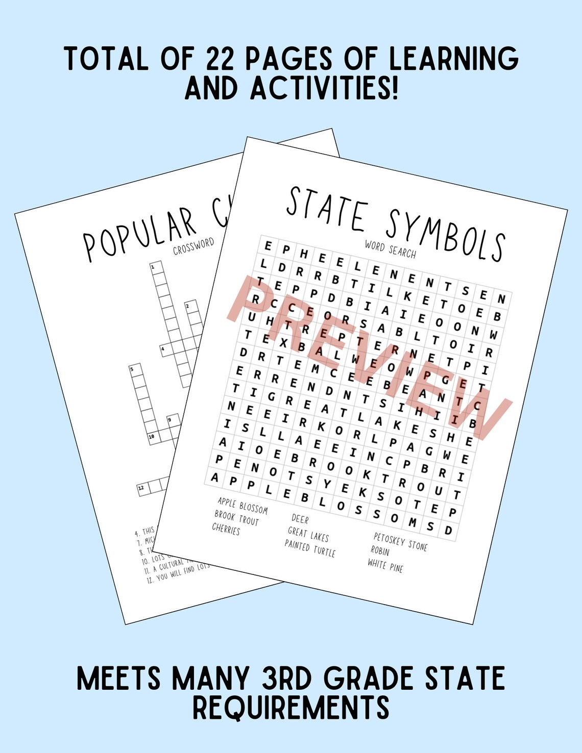 Michigan Activity, State Symbols, Geography of Michigan, Printable ...