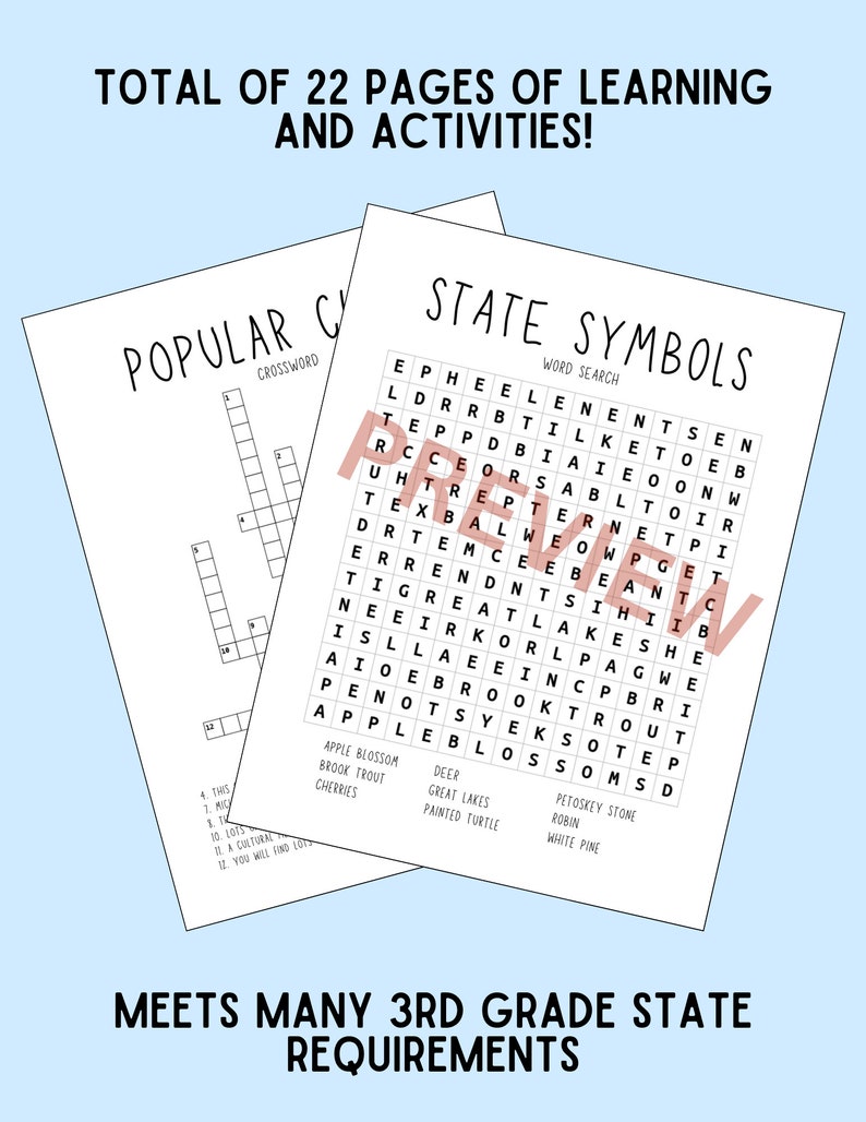 Michigan Activity, State Symbols, Geography of Michigan, Printable ...