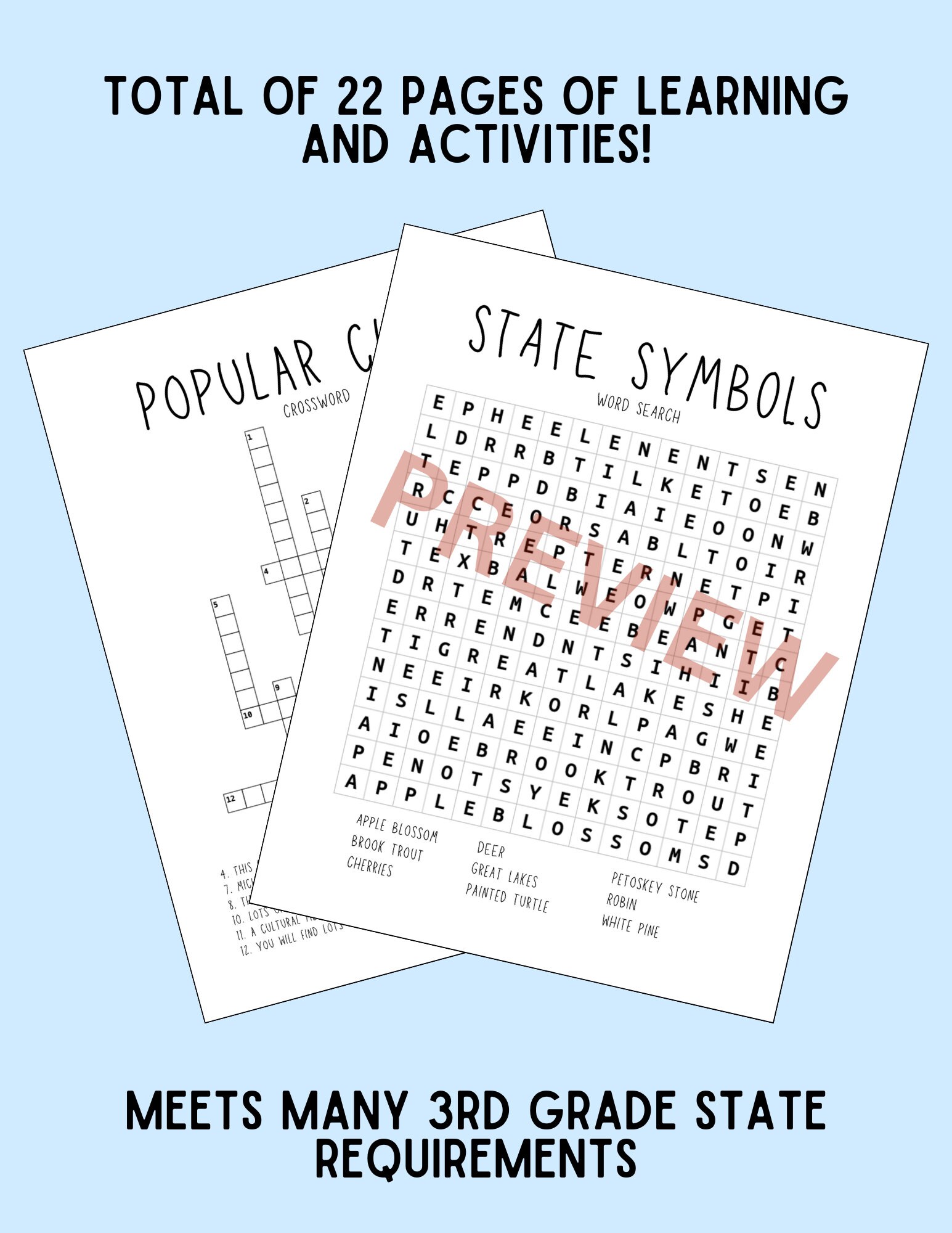 Michigan Activity, State Symbols, Geography of Michigan, Printable ...