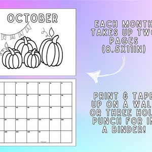 Printable Calendar for Kids 2024 Calendar for Kids Colorable - Etsy