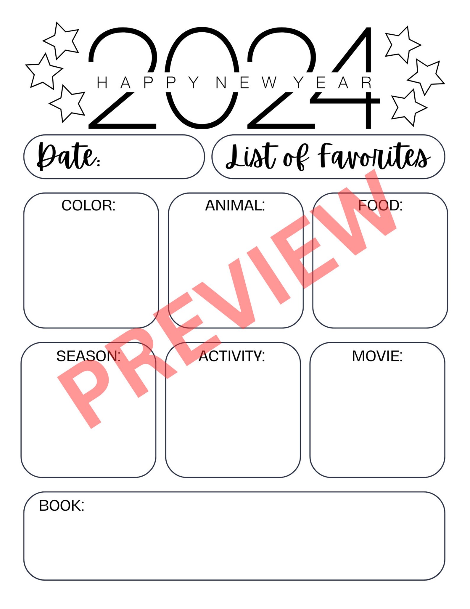New Years Resolution Printable Activity for Kids, New Years Activity ...
