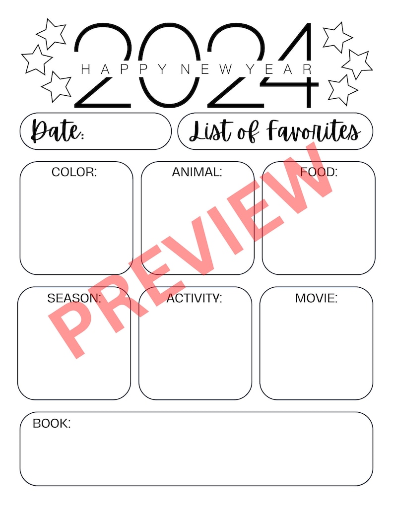 New Years Resolution Printable Activity for Kids, New Years Activity ...