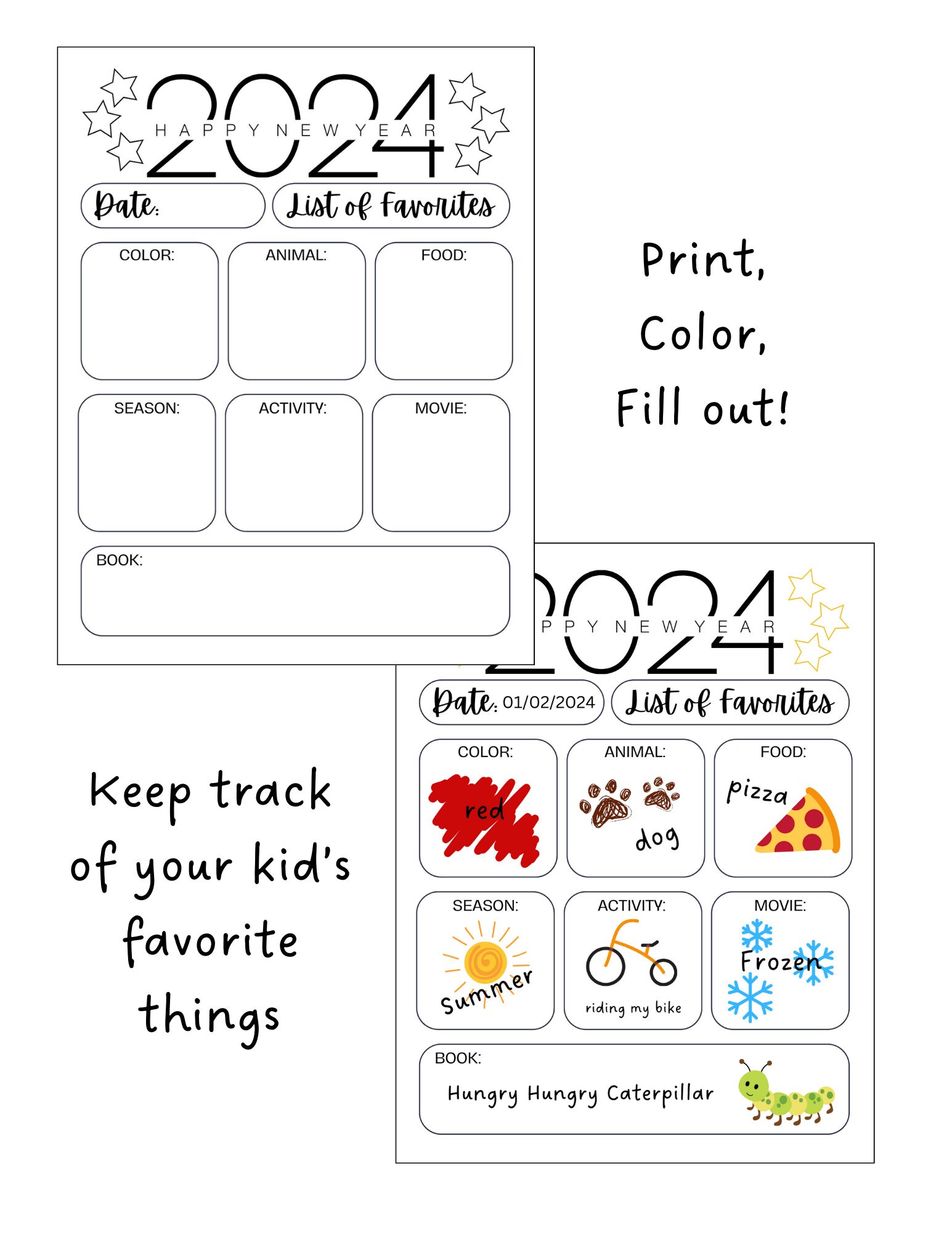 New Years Resolution Printable Activity for Kids, New Years Activity ...