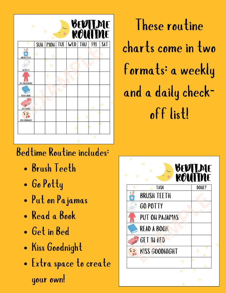 Morning and Bedtime Routine Cards, Schedule Cards, Printable Routine ...