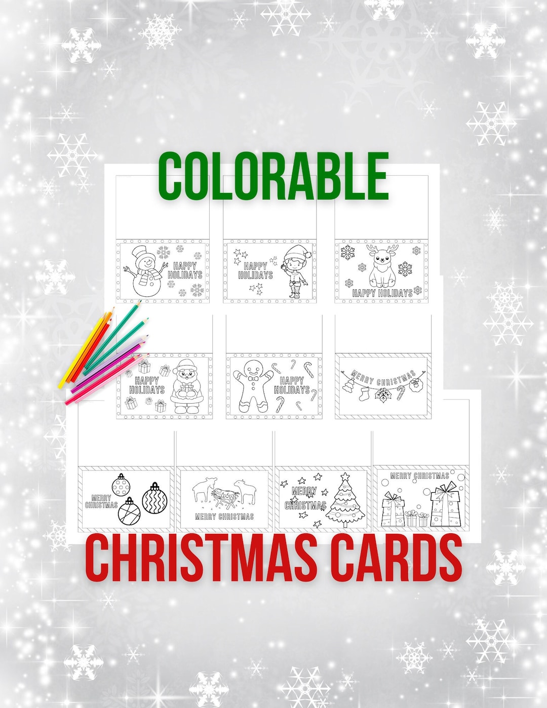 Christmas Cards for Kids Coloring 23 Printable Cards to Color Christmas ...