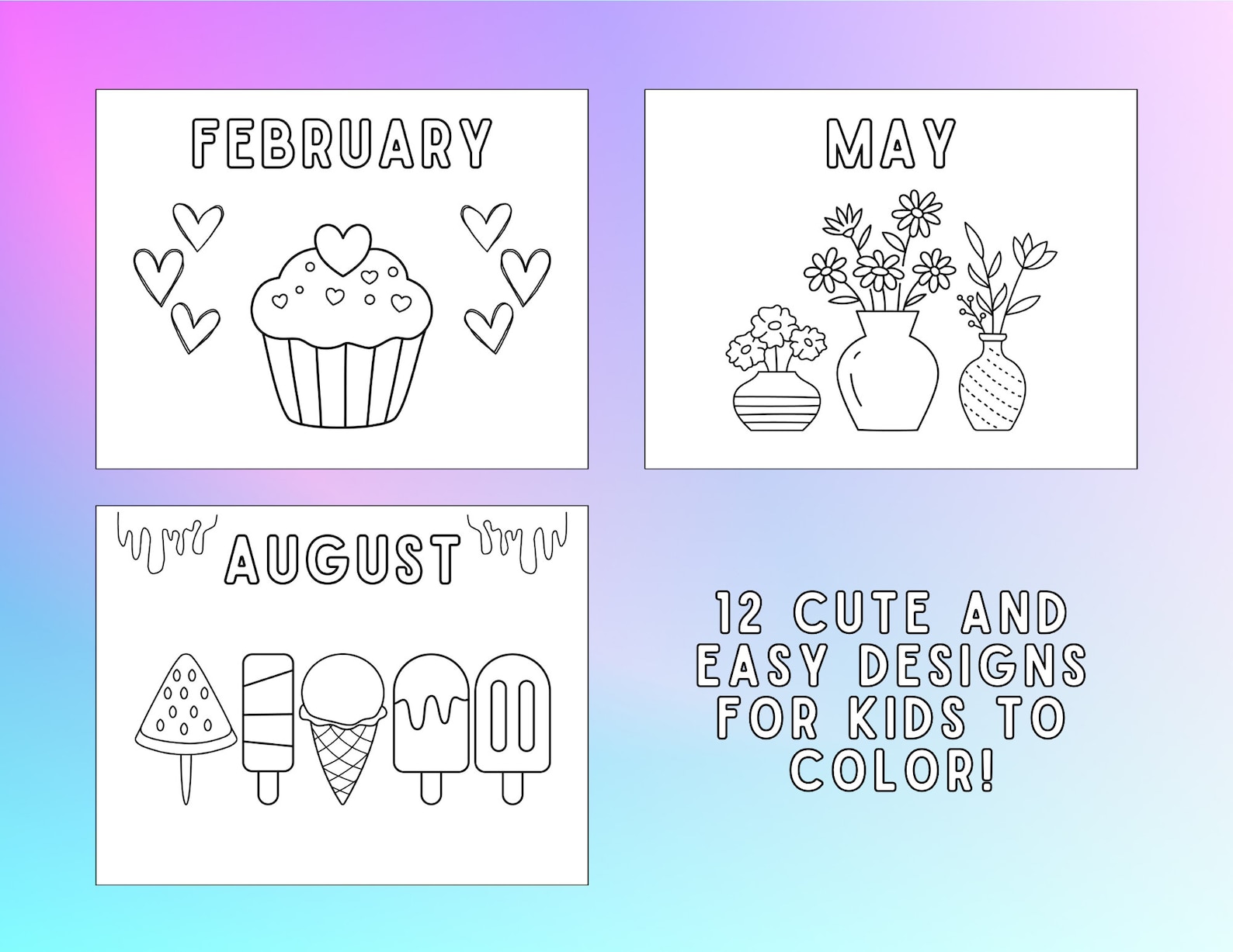 Printable Calendar for Kids 2024 Calendar for Kids Colorable - Etsy