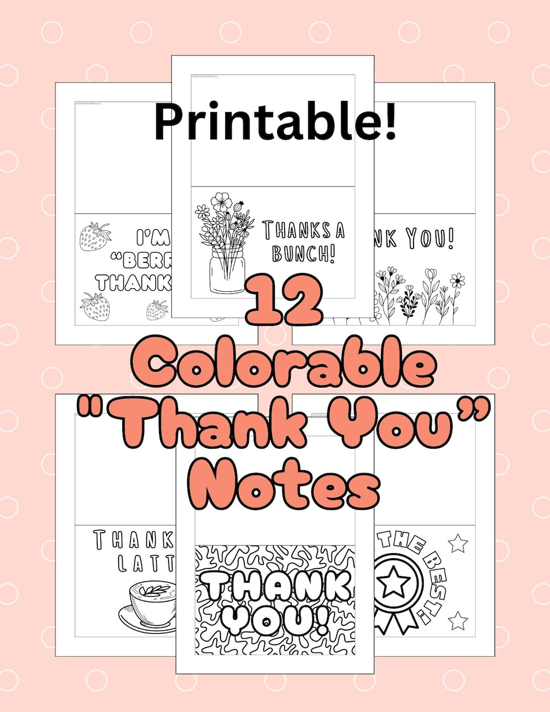 Kids Thank You Notes Printable Kids Thank You Cards Color Your Own ...