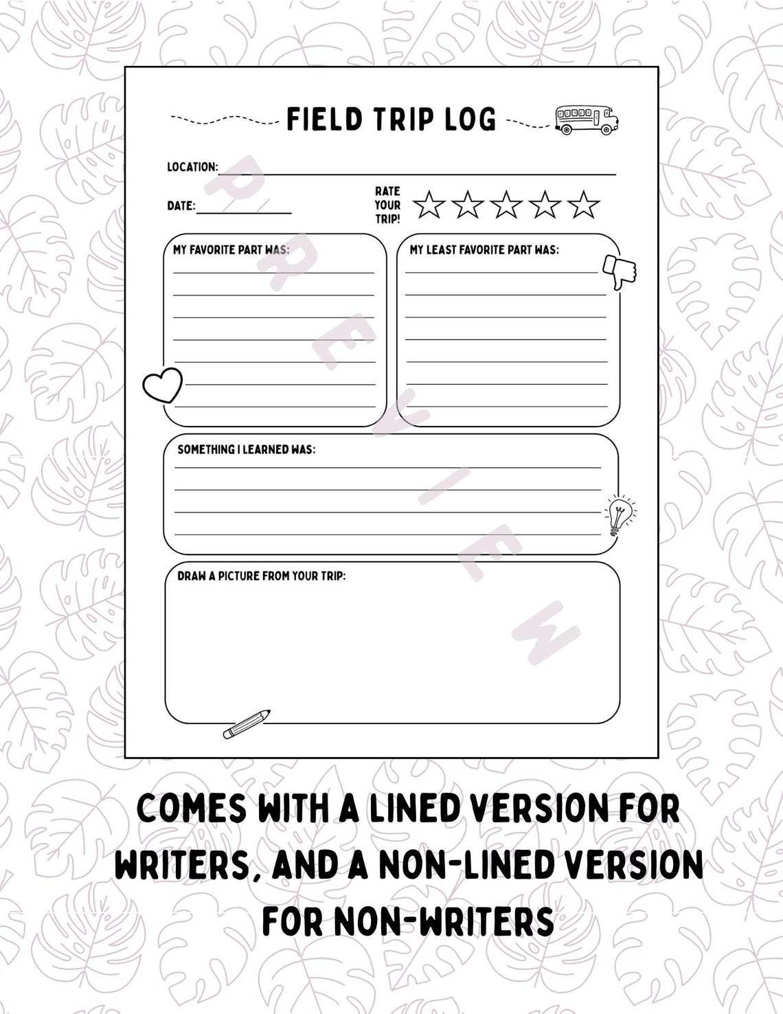 Field Trip Log, Field Trip Review, Summary, Homeschool Field Trip ...