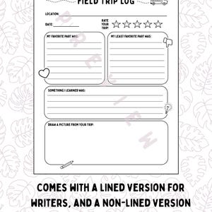 Field Trip Log, Field Trip Review, Summary, Homeschool Field Trip ...