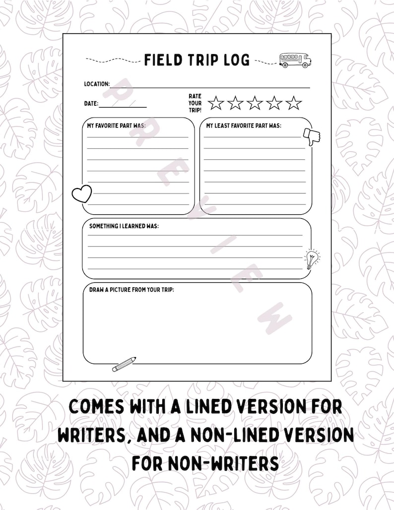 Field Trip Log, Field Trip Review, Summary, Homeschool Field Trip ...