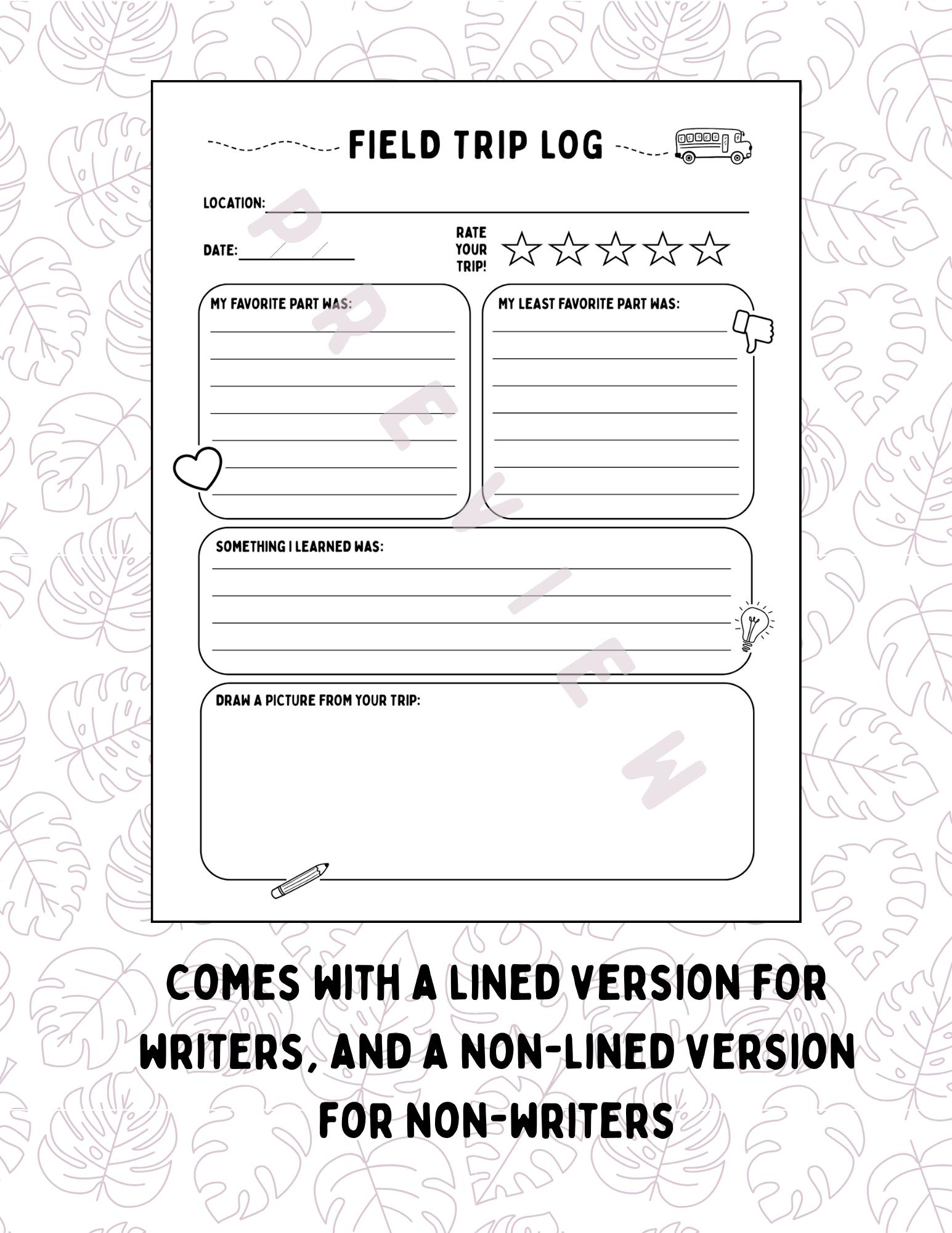 Field Trip Log, Field Trip Review, Summary, Homeschool Field Trip ...