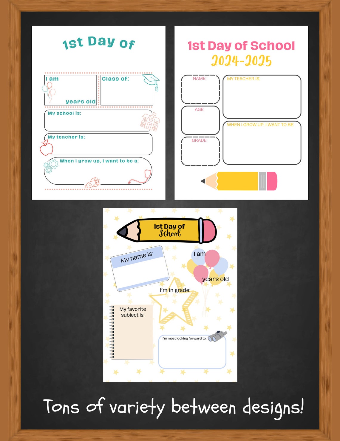 Back to School Posters, First Day of School Posters, First Day Signs ...