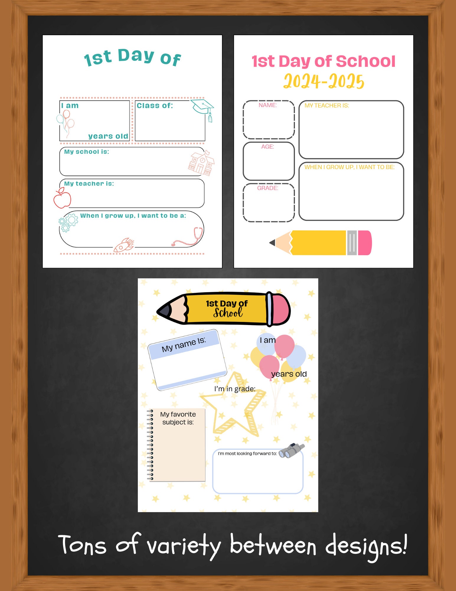 Back to School Posters, First Day of School Posters, First Day Signs ...