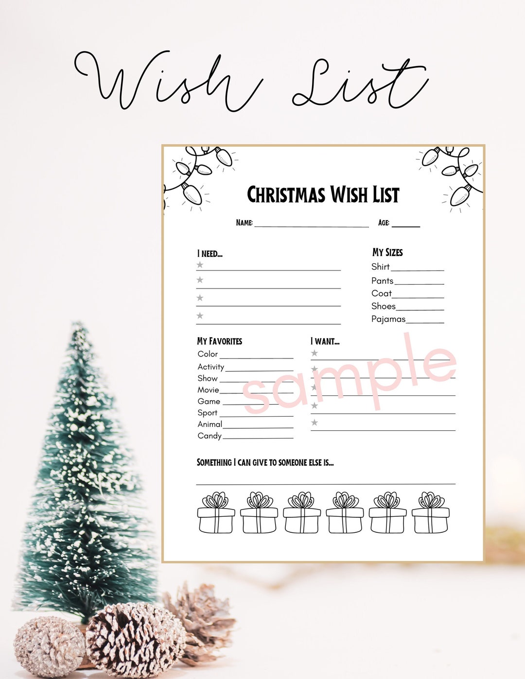 Printable Christmas Wish List for Kids Holiday Questionnaire Holiday ...