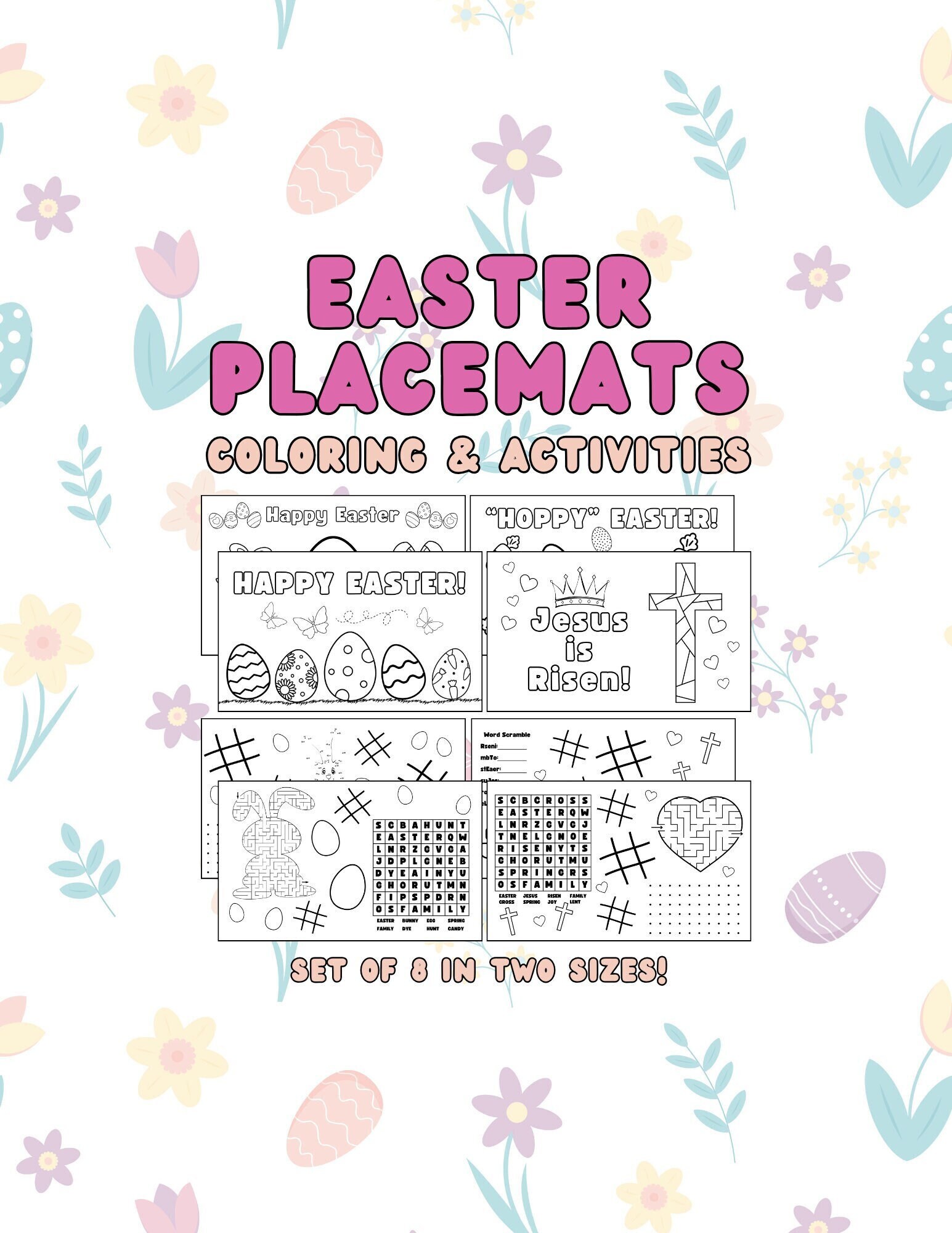 Easter Placemats for Kids, Printable Placemat, Colorable Easter ...