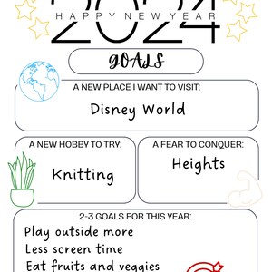 New Years Resolution Printable Activity for Kids, New Years Activity ...