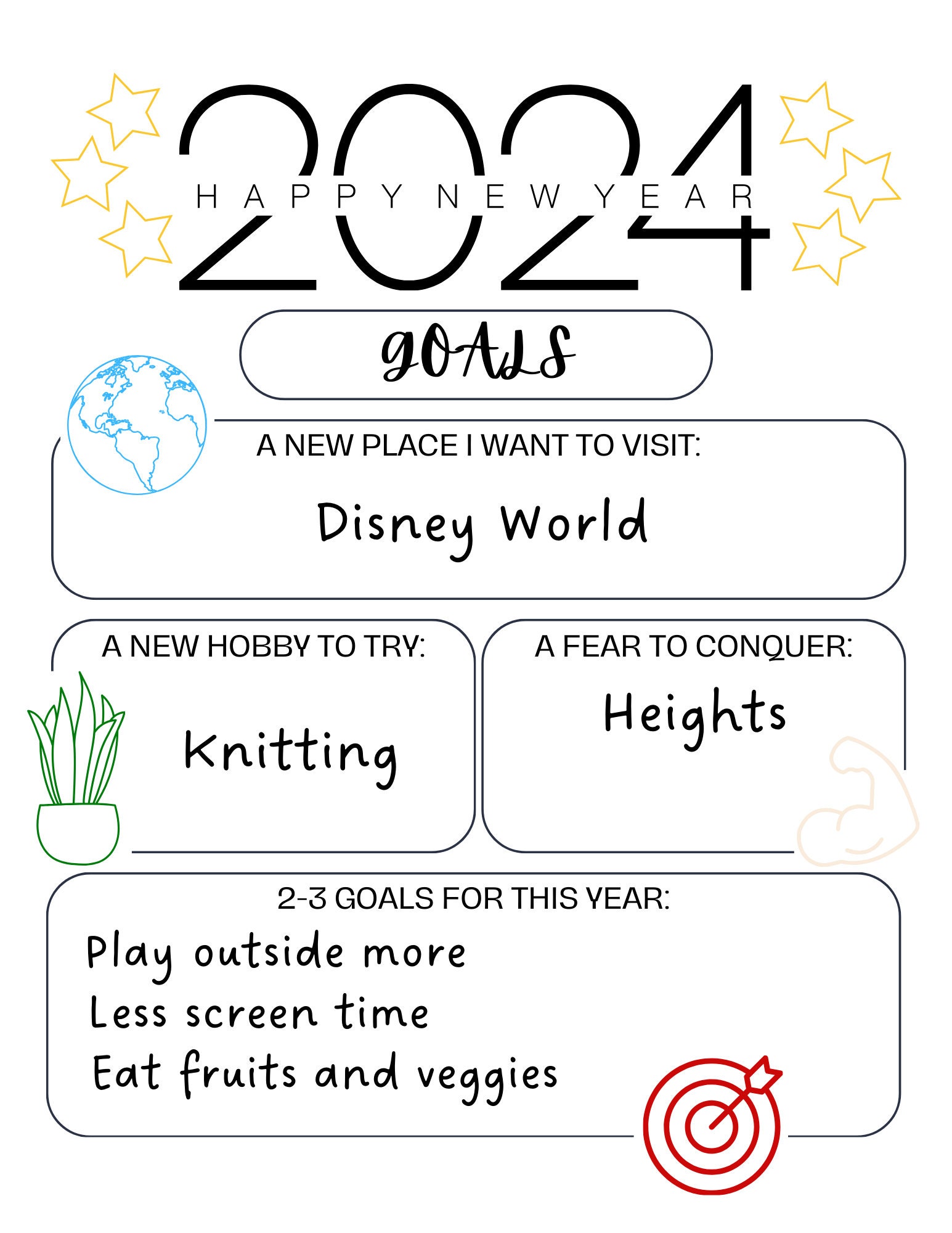 New Years Resolution Printable Activity for Kids, New Years Activity ...