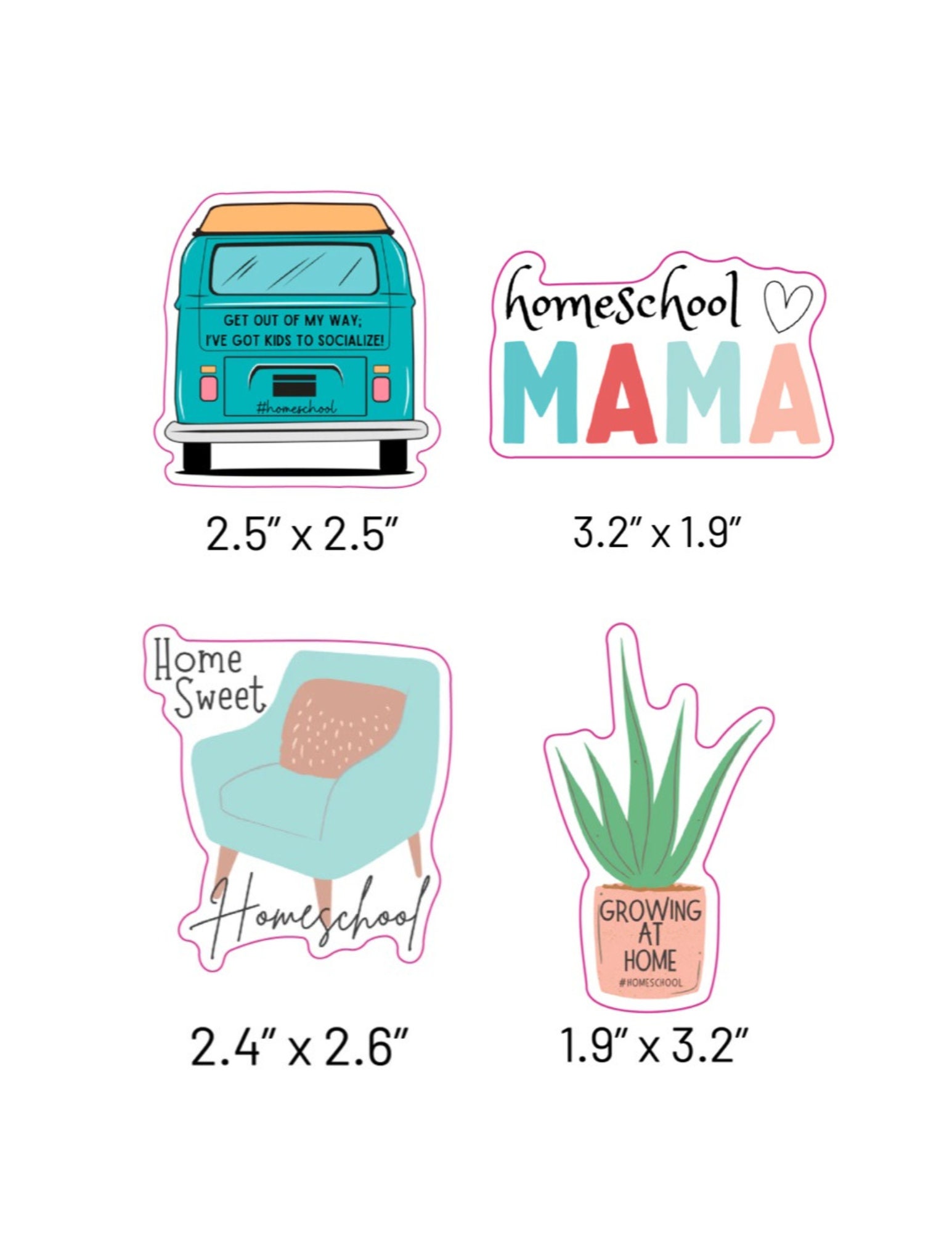 Homeschool Vinyl Sticker Bundle of 4, Homeschool Mama, Homeschool Mom ...