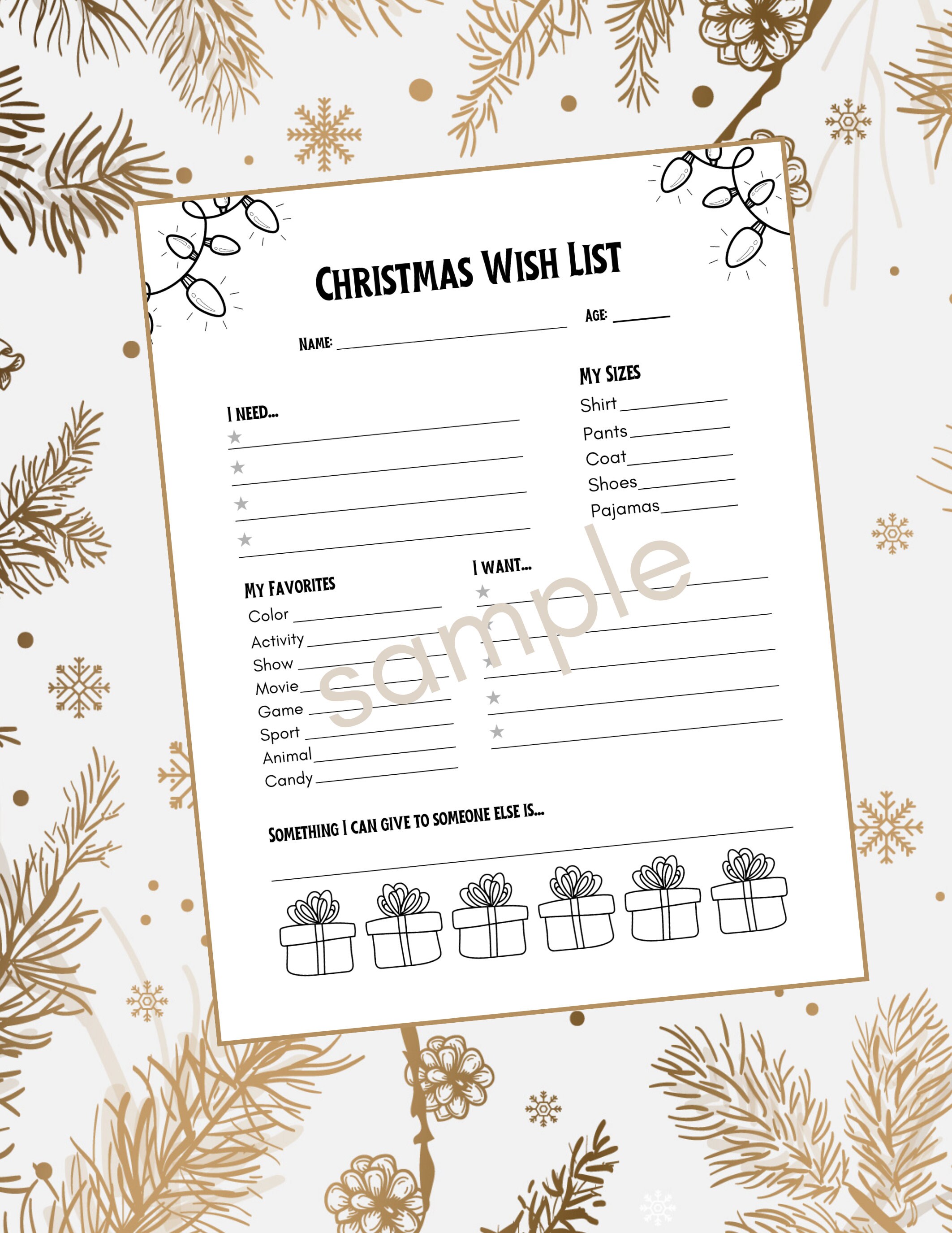 Printable Christmas Wish List for Kids Holiday Questionnaire Holiday ...