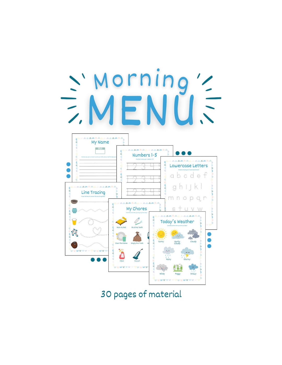 Morning Menu Homeschool Worksheets for Preschool to Kindergarten ...