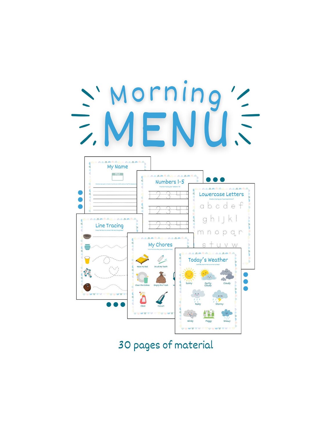 Morning Menu Homeschool Worksheets for Preschool to Kindergarten ...