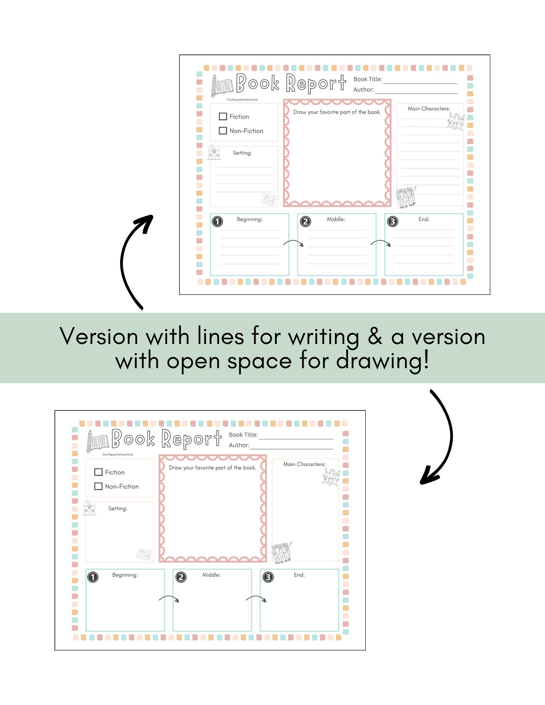Book Report Worksheet, 3 Styles, Reading Report, Book Review, Printable ...