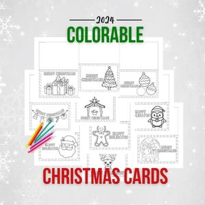 Christmas Cards for Kids Coloring 23 Printable Cards to Color Christmas ...