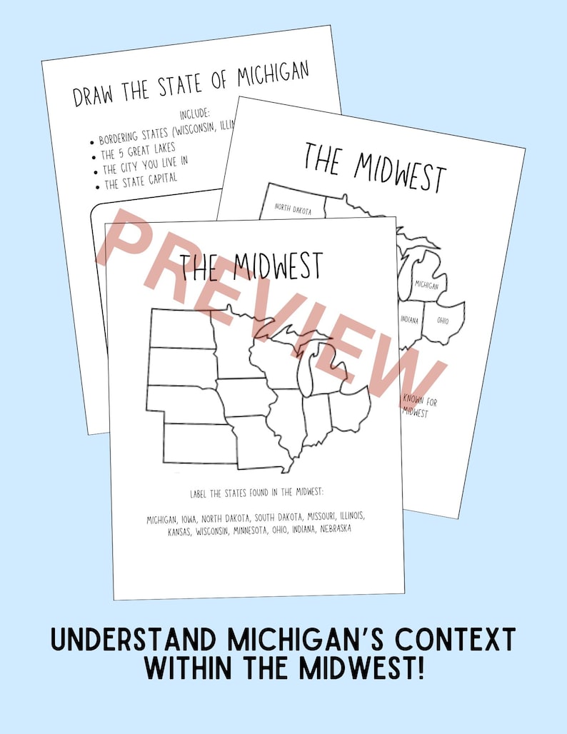 Michigan State Study Activity Book | 3rd Grade Geography Unit | State ...