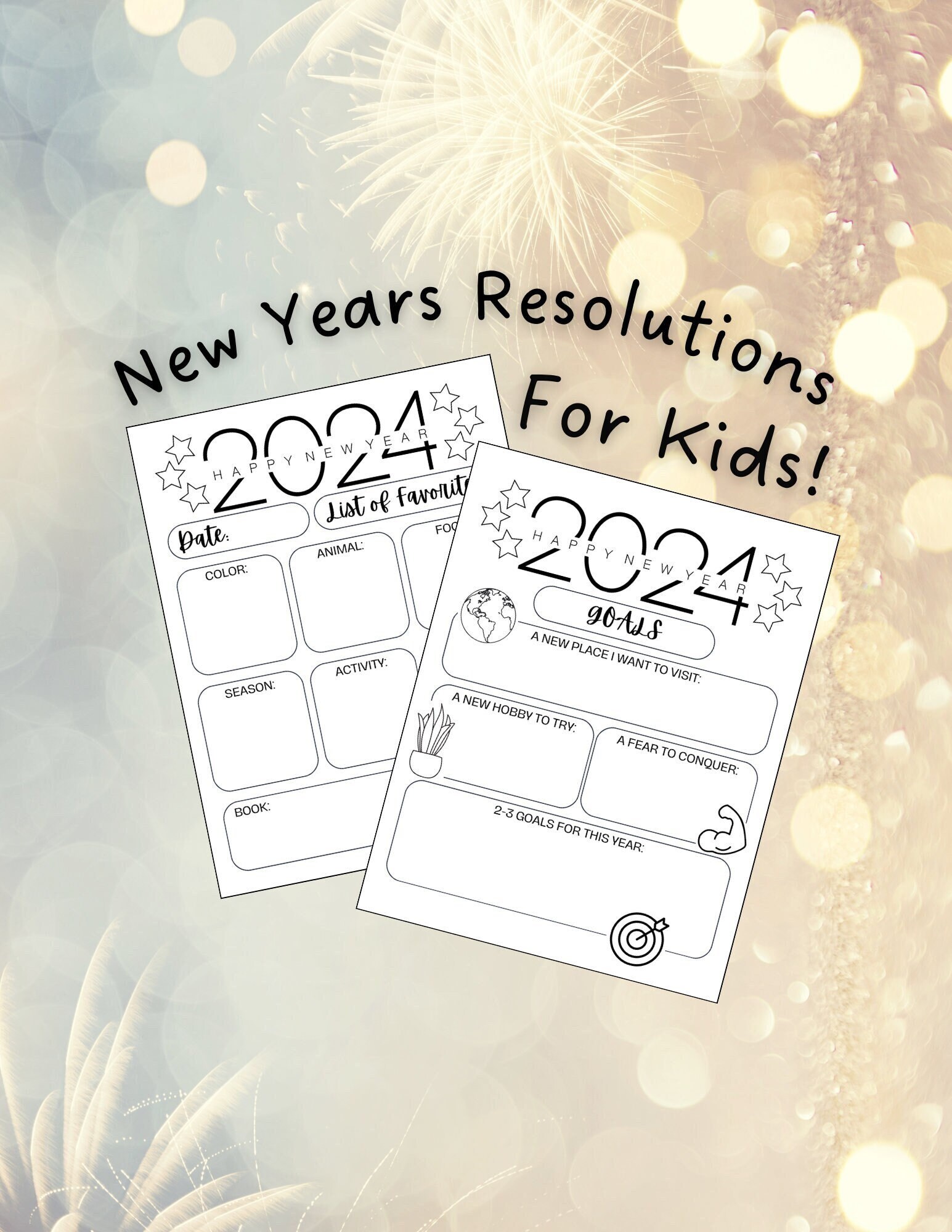 New Years Resolution Printable Activity for Kids, New Years Activity ...