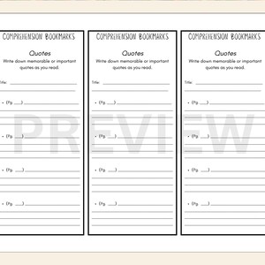 Printable Reading Comprehension Bookmarks: Literacy Aid (digital ...