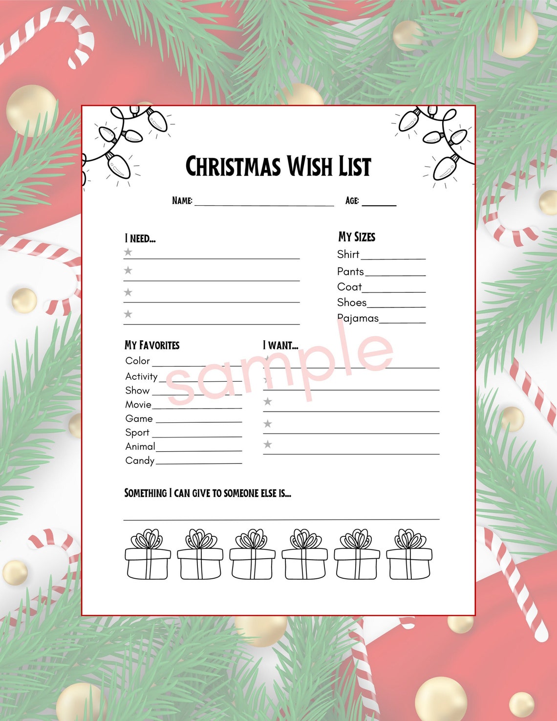 Printable Christmas Wish List for Kids Holiday Questionnaire - Etsy