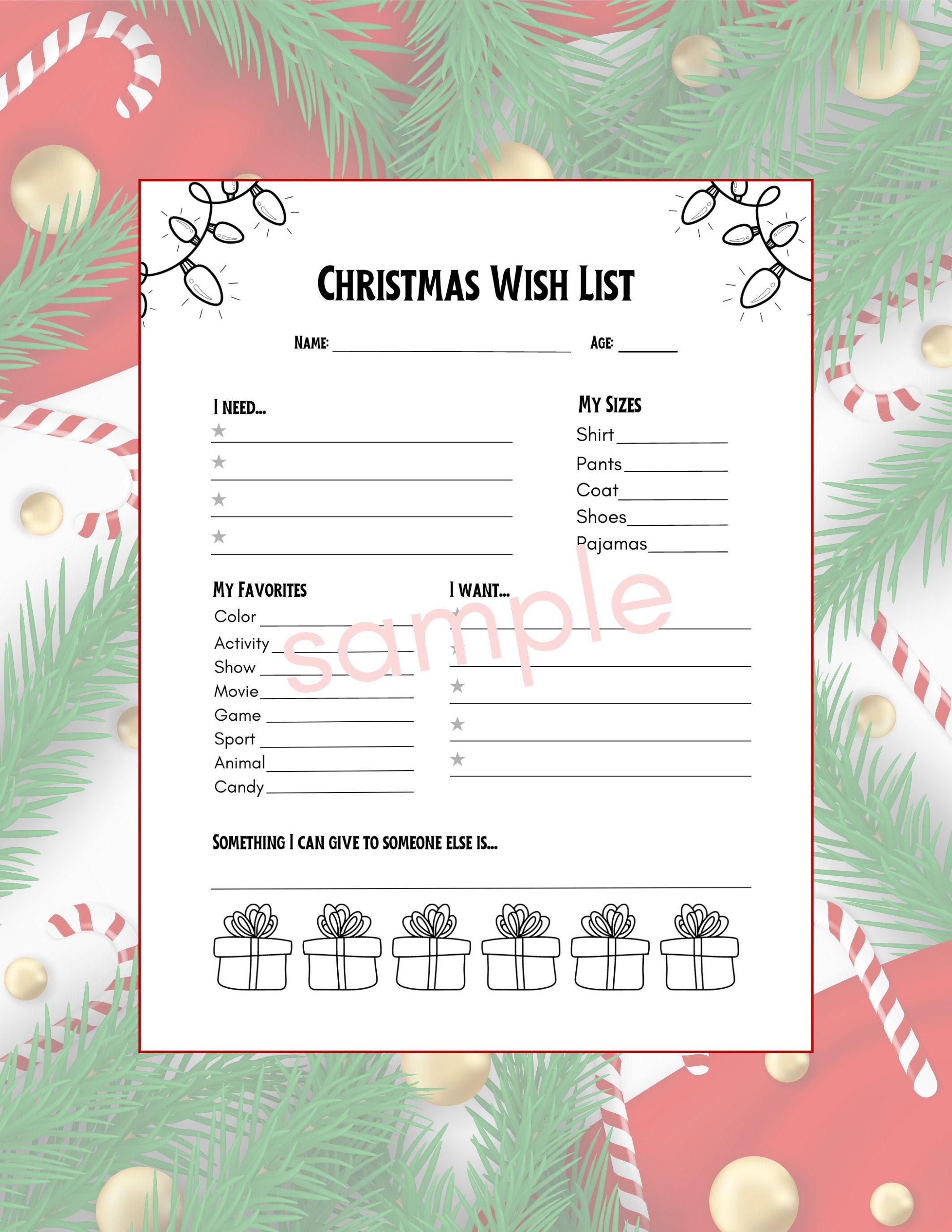 Printable Christmas Wish List for Kids Holiday Questionnaire Holiday ...