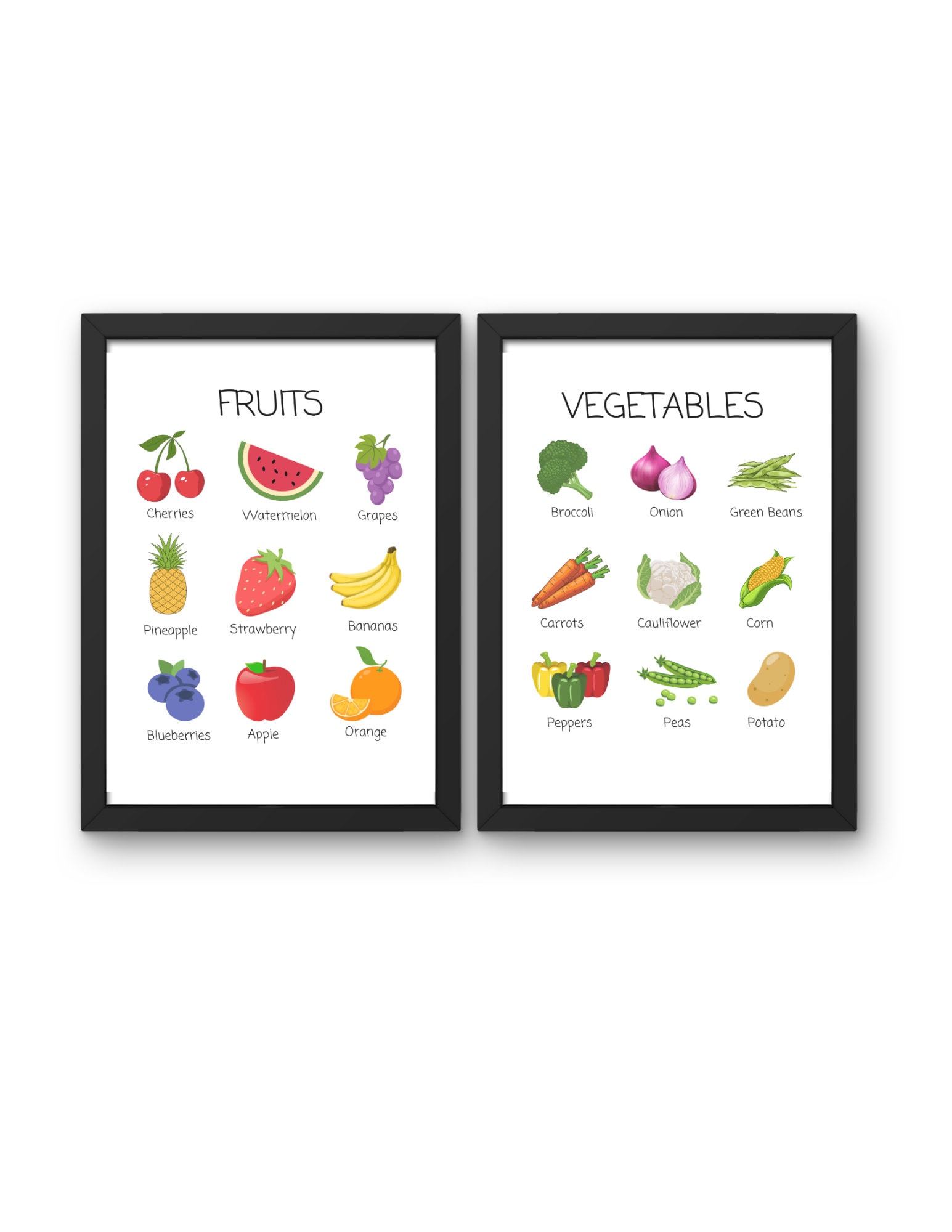 Kids Learning Posters, Fruits and Vegetables Posters for Classroom ...