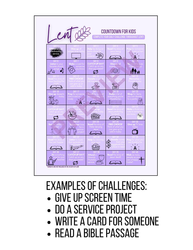 Lent Countdown Activities for Kids, Easter Countdown, Lent, Countdown ...