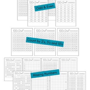 Hundreds Chart Worksheets, 100's Chart Activities, Elementary Math ...
