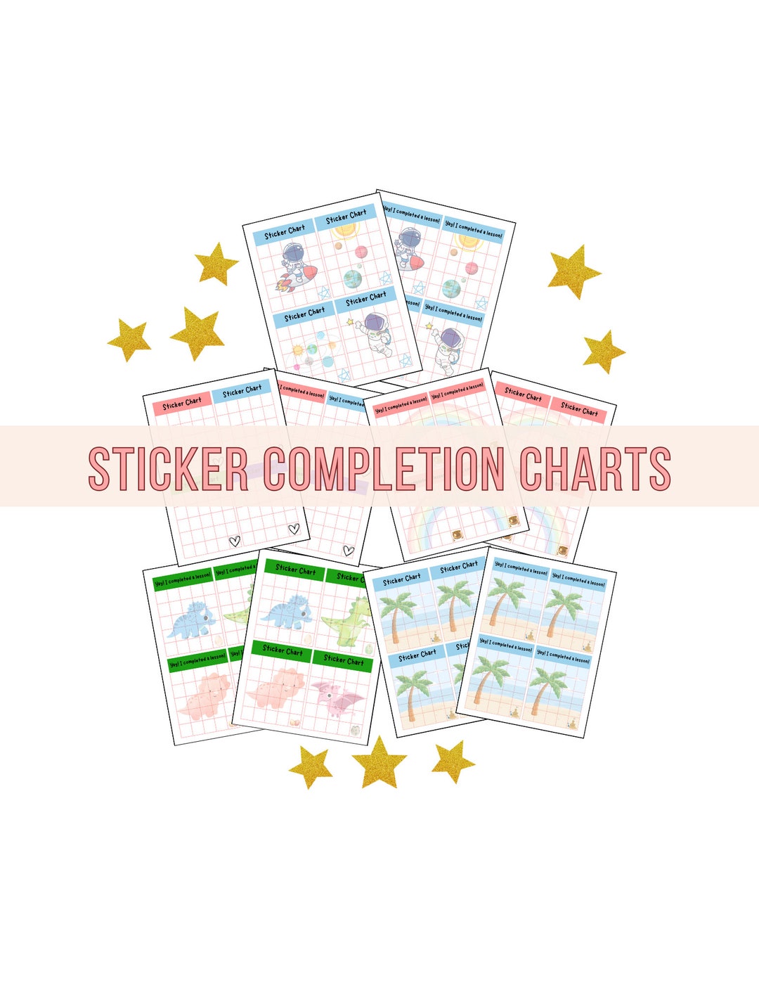 Kids Sticker Chart, Reward, Lesson Completion Chart for Homeschool ...