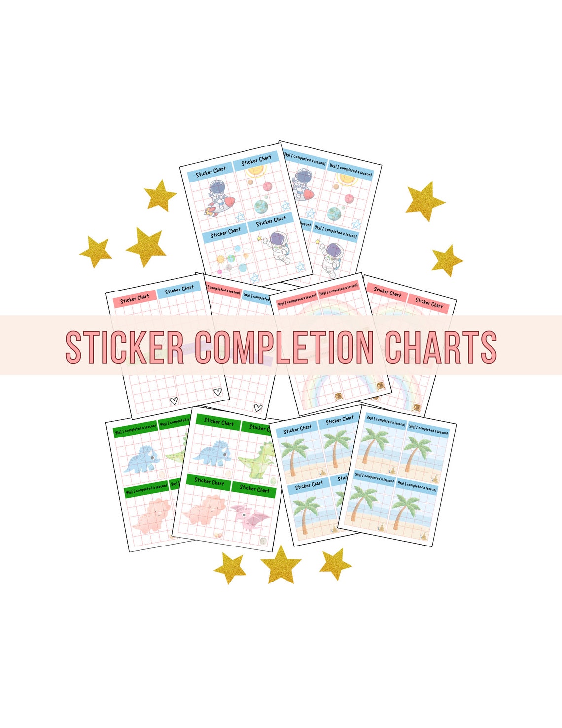 Kids Sticker Chart, Reward, Lesson Completion Chart for Homeschool ...