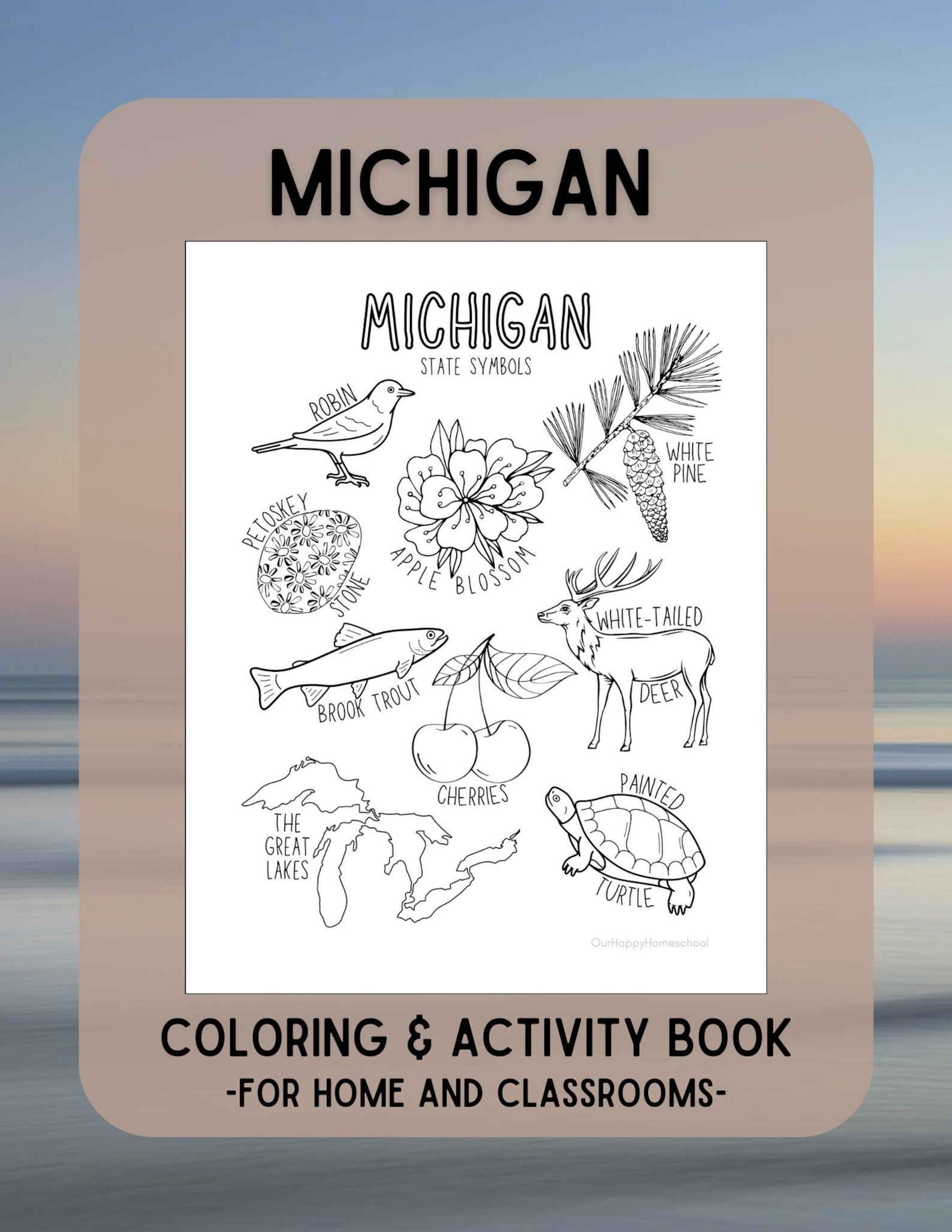 Michigan Activity, State Symbols, Geography of Michigan, Printable ...