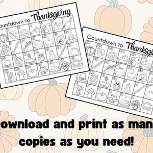 Countdown to Thanksgiving Kids Coloring Page, November Calendar ...