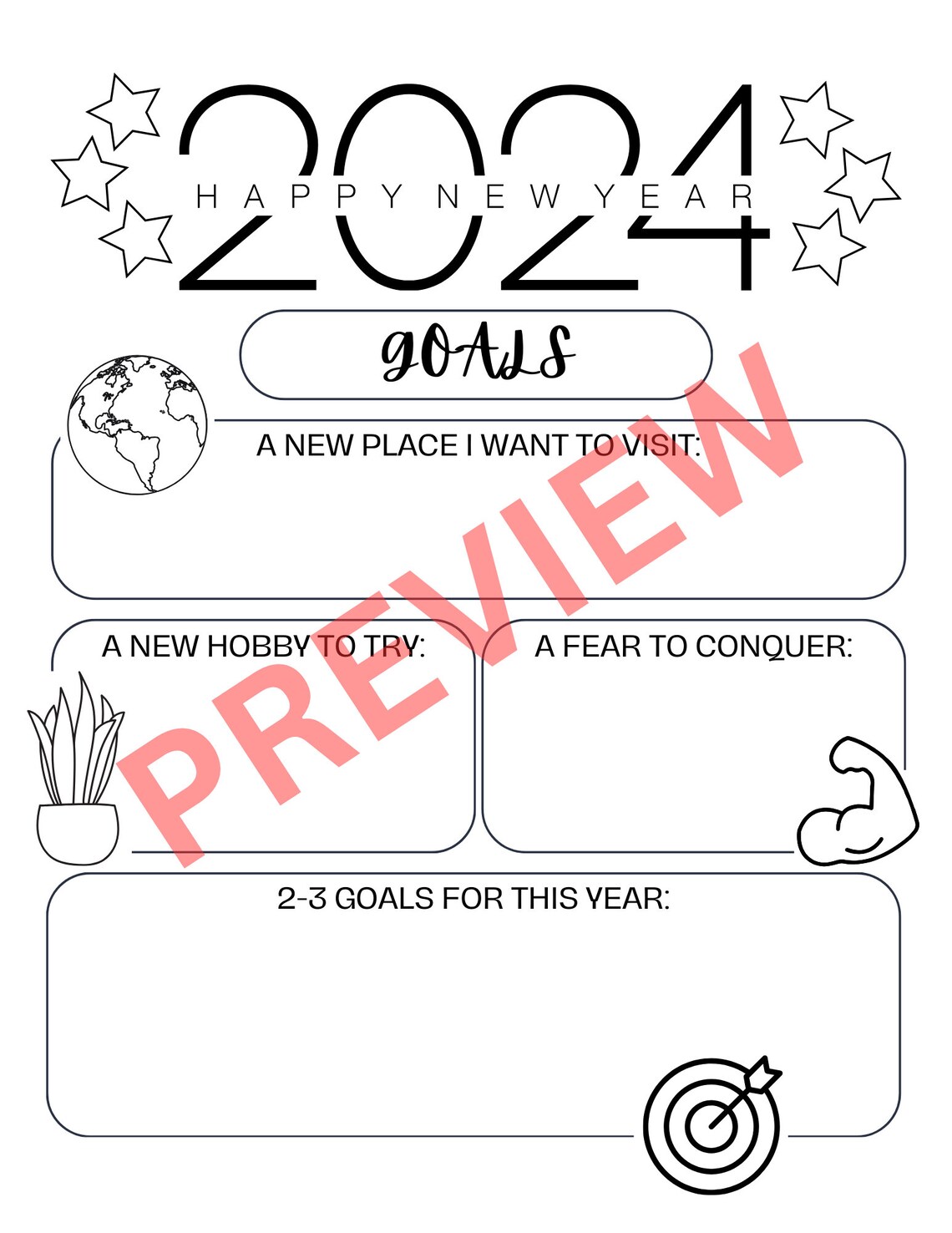 New Years Resolution Printable Activity for Kids, New Years Activity ...