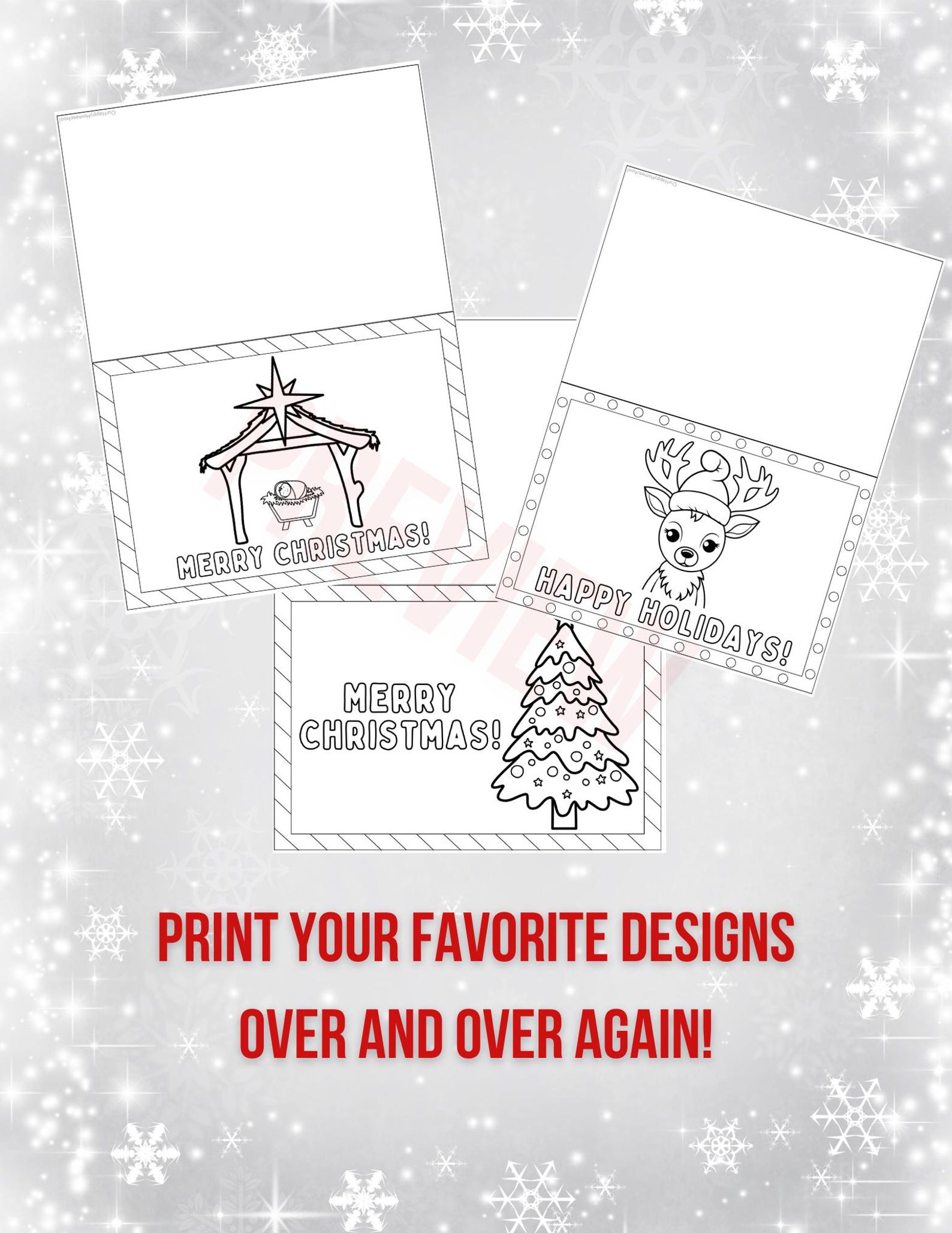 Christmas Cards for Kids Coloring 23 Printable Cards to Color Christmas ...